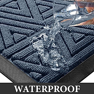 Yimobra Door Mat Outdoor Entrance, Heavy Duty Durable Front Welcome matt for Outside Home Entry, Doormat for Back Patio Floor Porch Garage Office, Low Profile, Easy Clean, Waterproof, 29.5 x 17, Blue
