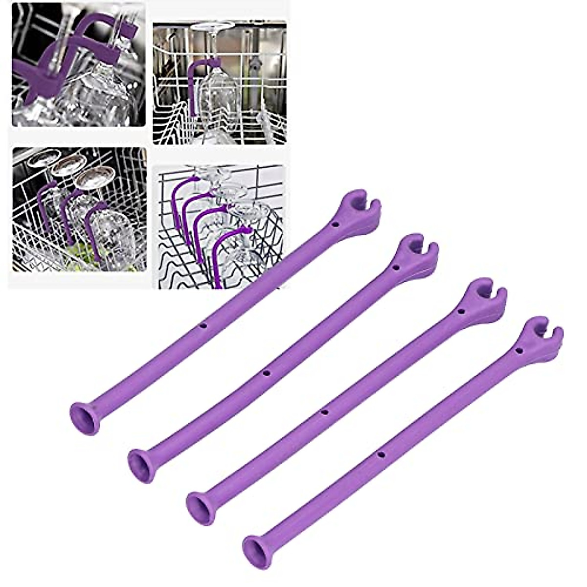 Zerodis Flexible Stemware Holder, Goblet Holder Silicone Dishwasher Attachment Wine Glass Fixed Bracket Silicone Stemware Saver for Wine Champagne Glasses