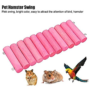 TOPINCN Perch Stand Platform, Perch Platform Natural Wood Swing Stand for Small Birds Conure Cockatiel Parakeet Hamster Pink