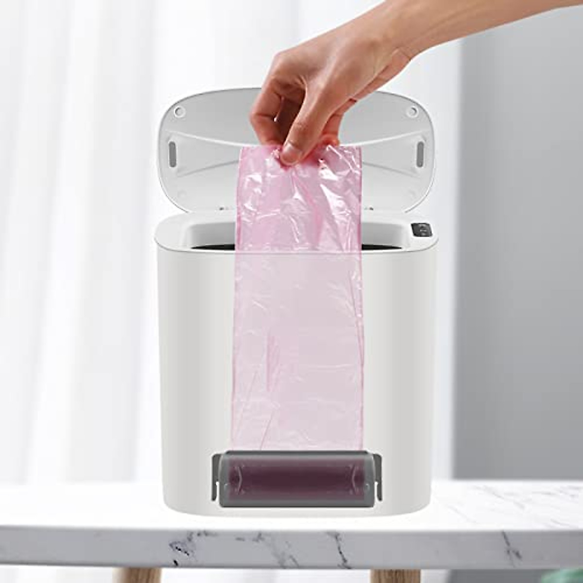 Smart Touchless Bathroom Trash Can with Lid, 3.4 Gallon Volume Automatic Motion Sensor Rubbish Can Waterproof Electric WasteBasket, Narrow Garbage Can for Kitchen/Bedroom/Bathroom/Living Room/Office