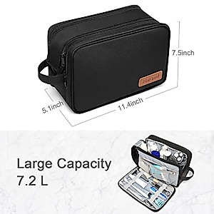 Plus tard Toiletry Bag for Men with Full Open Design, Large Water-resistant Travel Dopp Kit Shaving Bag for Toiletries Cosmetics Accessories, Black