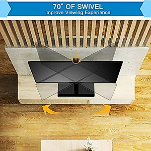 PERLESMITH Universal Swivel TV Stand Mount for 37-65,70,75 Inch LCD OLED Flat/Curved Screen TVs-Height Adjustable Table Top TV Stand/Base with Wire Management,VESA 600x400mm up to 88lbs,PSTVS18