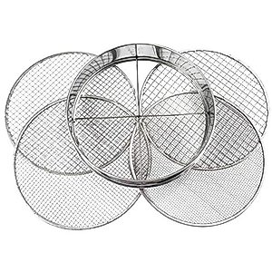 Practicool Garden Potting Mesh Sieve - Sifting Pan - Stainless Steel Riddle - Mix Soil Filter - with 4 Interchangeable Mesh Sizes - 3, 6 , 9, 12mm