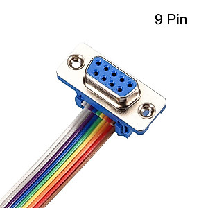 Tool parts IDC Rainbow Wire Flat Ribbon Cable DB9 F/F Connector 2.54mm Pitch 11.8inch Long
