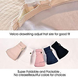 Somaler Womens Cotton Wide Brim Sun Hats UPF52+ UV Packable Beach Hat Summer Bucket Cap for Travel