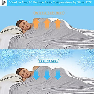 MH MYLUNE HOME Cooling Blanket for Hot Sleepers, Lightweight Thin Summer Blanket for Hot Flashes Night Sweates Sleeping,Arc-chill Cold Throw Blanket for Bed/Sofa,Queen Size, Grey