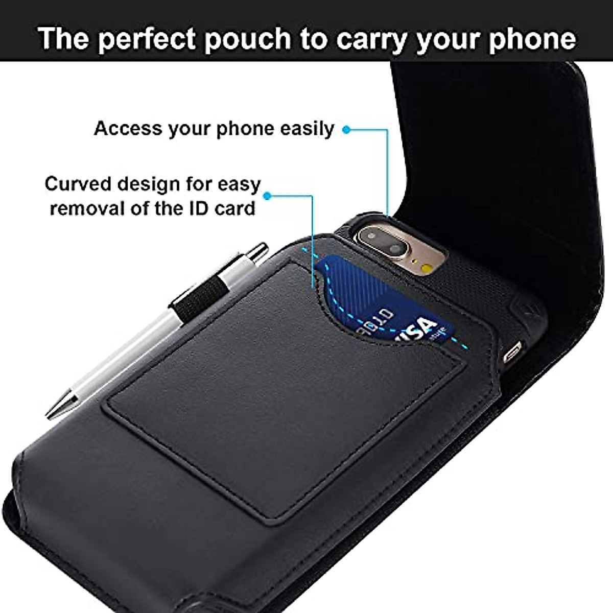 Mopaclle Phone Holster for Samsung Galaxy A12/A52/A53/A71/A73/ A03s A04s/ Note 20 Ultra Note 8 9/ S22 Plus S23+/14 Plus 11 Pro Max, Leather Belt Clip Cell Phone Holster Pouch with ID Card Belt Holder