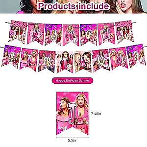 Mean Girls Theme Birthday Party Decorations, Mean Girls Party Supply Set for Kids with 1 Happy Birthday Banner, 12 Cupcake Toppers,18 Balloons for Mean Girls Party Decorations