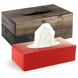 MyGift Rustic Dark Torched Wood Rectangular Tissue Box Holder Cover, Bathroom Facial Tissue Box Cover with Easy Refill Slide Out Bottom