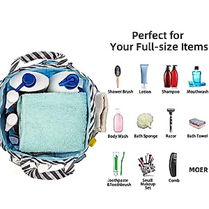 ARCCI Mesh Shower Caddy Tote, Large Portable Shower Caddy Basket with 8 Pockets, Quick Dry Hanging Toiletry Bath Shower Bag for College Dorm Room Essentials, Gym, Bathroom, Camp, Travel, Blue