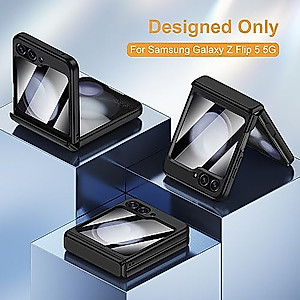 LEIAU for Samsung Galaxy Z-Flip-5 Case: [Full Cover Hinge Protection] Slim Phone Case for Women and Men with Screen Protector Volume Key Protection Wireless Charging for Galaxy Z Flip 5 5G(2023)