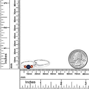 10K White Gold Blue Sapphire and Orange Sapphire and White Lab Grown Diamond 3-Stone Bridal Engagement Wedding Ring Set For Women (0.93 Cttw, Gemstone September Birthstone, Round 5MM, Size 8)