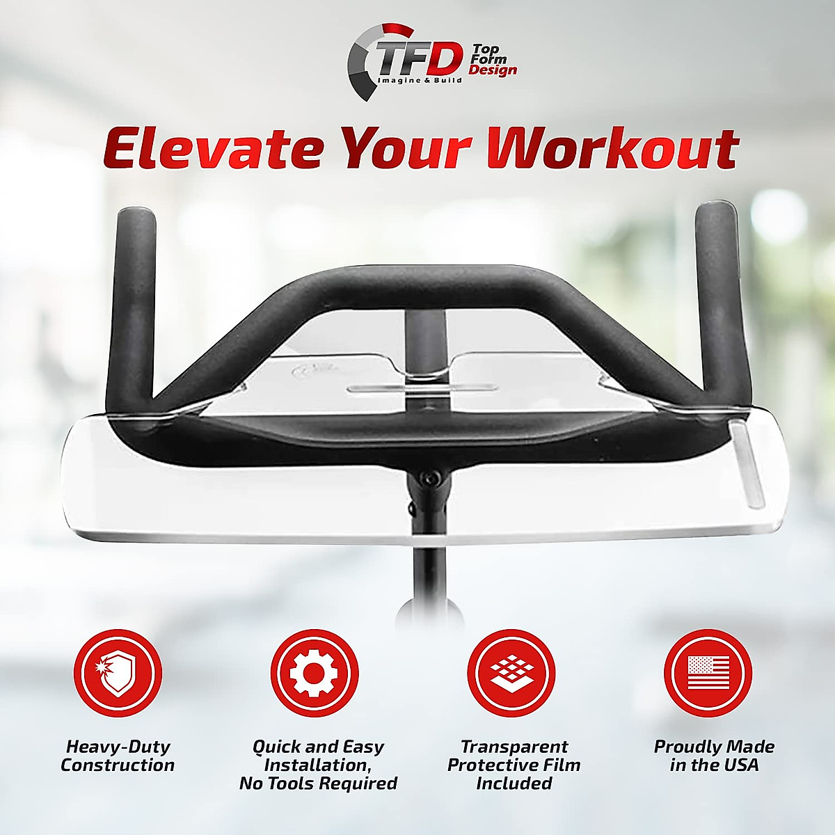 TFD The Tray+ | Compatible with Peloton Bike+ (Plus Model ONLY), Made in The USA, Laptop & Desk Tray Holder | Designed with Premium Grade Acrylic Materials - The Ultimate Peloton Accessories