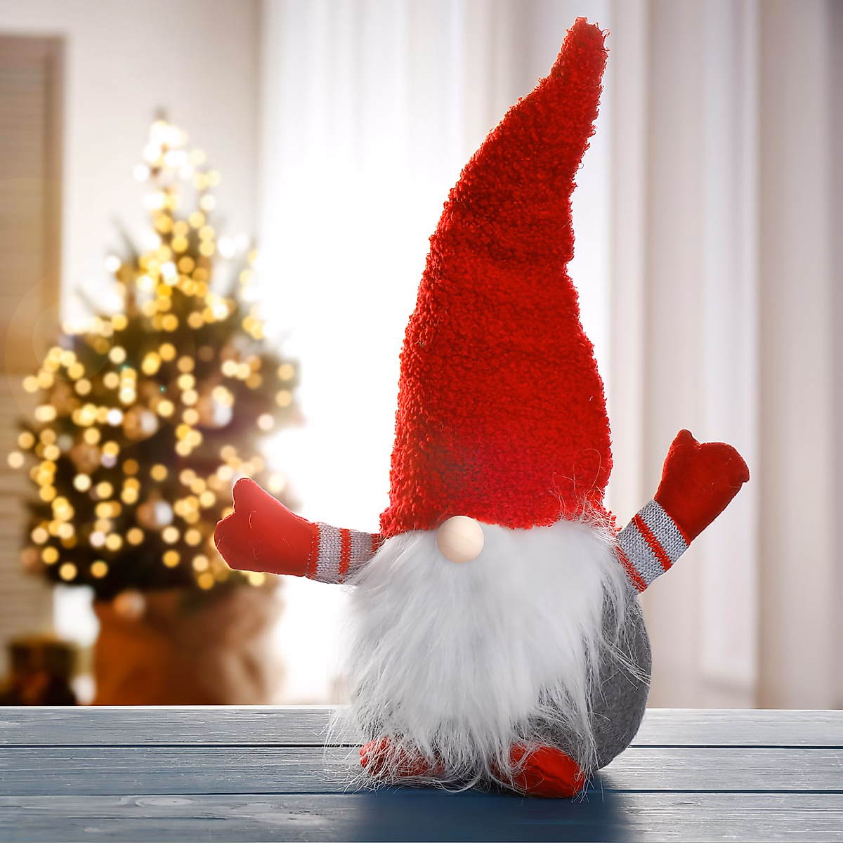 12Pcs Gnome Beards for Crafting Faux Fur Fabric Precut Gnomes Beards Handmade 12 Pieces Wood Balls for Halloween Christmas Craft Supplies White