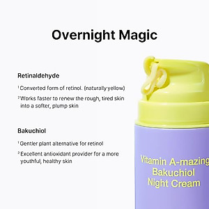 BY WISHTREND] Vitamin A-mazing Bakuchiol Retinal Night Cream, Korean Retinol Alternative, Slow Aging, Skin Smoothing, Pore Refining, Anti-Wrinkle, Sensitive skin 1.05 oz