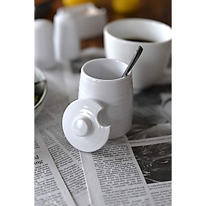 Tablecraft Pulito Collection 5.5 oz Sugar Jar with Lid, Melamine, Textured Finish, 4.5"