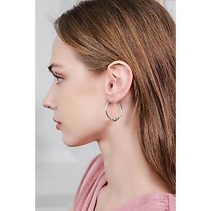 Hoops & Loops - Sterling Silver Beaded Ball Click Top Hoop Earrings in Sterling Silver