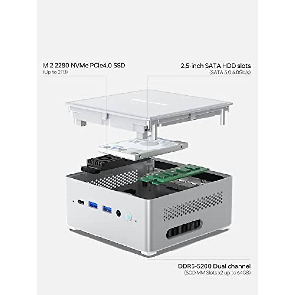 MINISFORUM Venus Series NPB7 Mini PC, 13th Gen Core i7-13700H Small Computer, 32G DDR5+1TB PCIe4.0 SSD, 2X HDMI(4K)+2X USB4(8K) Output, 2X 2.5G RJ45 Port, 4X USB3.2 Small Form Factor