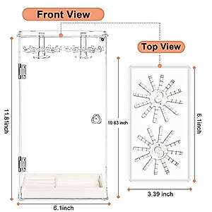 Necklace Holder, Acrylic Jewelry Organizer with 24 Hooks, Rotation Clear Necklaces Pendant Display Case Stand, Dust-proof Velvet jewelry Tray Hanging Rack Storage for Earrings Rings Necklaces