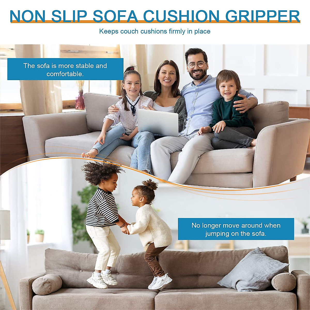 TAOCOCO Couch Cushions Gripper Slide Stopper Cushion Grips for Couch, Keep Couch Cushions from Sliding, Free Trim Non Slip Gripper Pad for Chair Sofa Futon Mattress Rug (Oversized Sofa, 22'' × 78'')