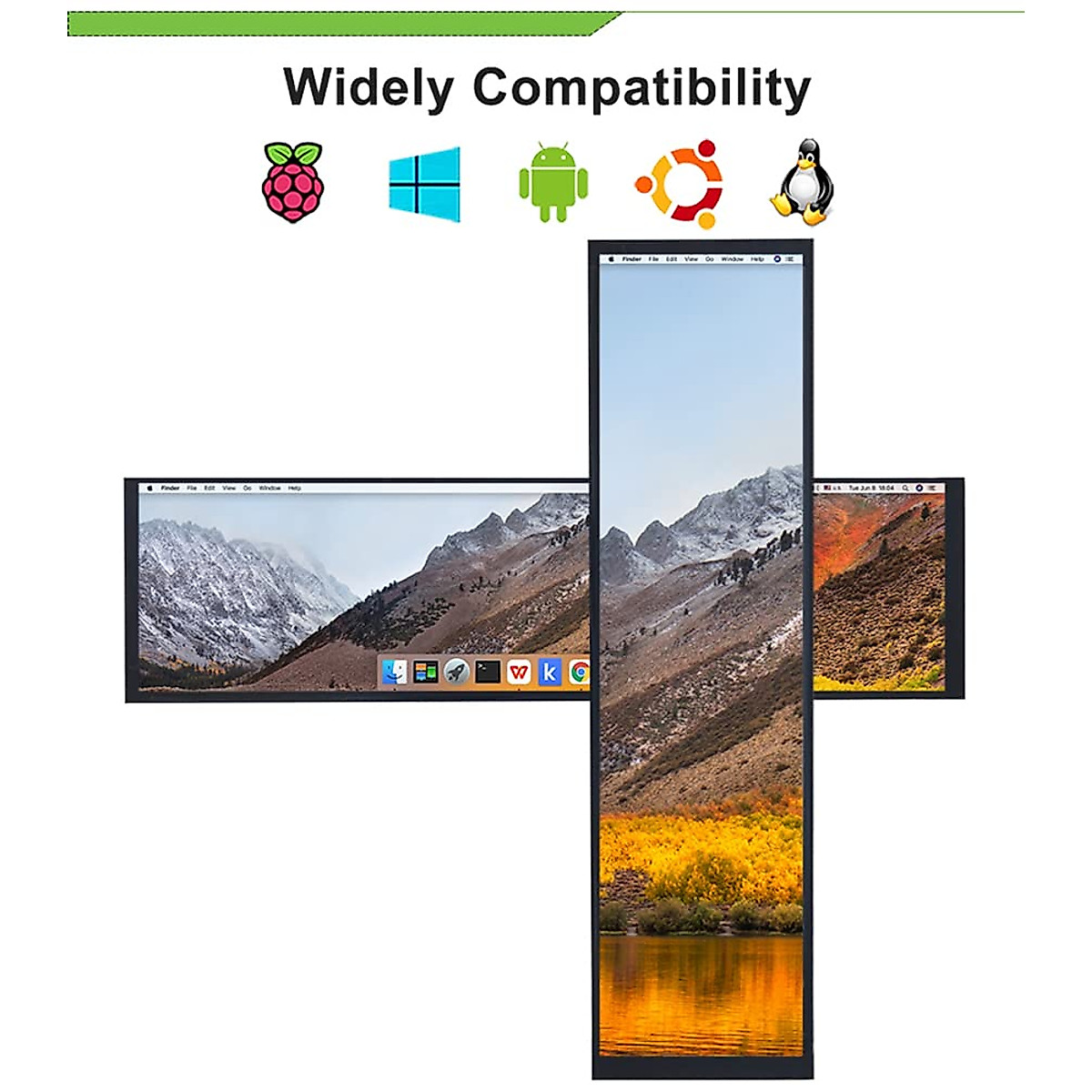 EDIY 7.9 Inch IPS Screen for Aida64 1280x400 Raspberry Pi PC CPU Sub Monitor GPU Rack Vehicle Mounted Fan Speed Analog Display with Drive Board