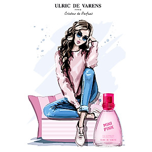 Ulric De Varens Mini Pink Eau de Parfum 25 ml- Youthful, Enchanting, and Fresh - Notes of Caramel, Bergamot, & Vanilla - Travel Size - .9 Fl Oz