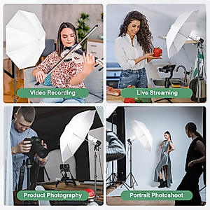 Nexiview Photography Umbrella Lighting Kit, 2 Pack 33" Soft White Reflector for Camera Lighting, Continuous Studio Lighting for Video Recording, Portrait Shooting