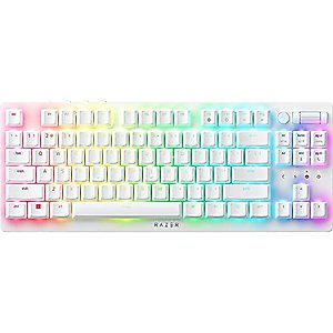 Razer DeathStalker V2 Pro TKL Wireless Gaming Keyboard: Low-Profile Optical Switches - Linear Red - HyperSpeed Wireless & Bluetooth 5.0-50 Hr Battery - Ultra-Durable Coated Keycaps - RGB - White