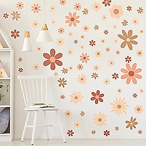 Kisston 90 Pieces Daisy Wall Decal Alphabet Vinyl Wall Decals Boho Wall Decal Daisy Stickers Boho Girls Groovy Floral Stickers for Kids Nursery Wall Art Bedroom Classroom (Classic,Daisy)