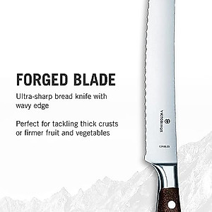 Victorinox Grand Maitre Bread Knife - Serrated Kitchen Knife for Cutting Bread, Fruit & Vegetables - Premium Kitchen Accessory - Wood Handle, 9"