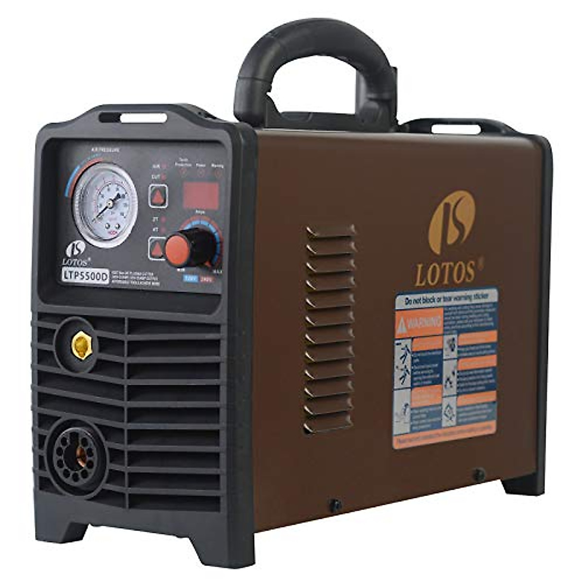 Lotos Supreme LTP5500DCNC Non-Touch Pilot Arc CNC Enabled Digital Plasma Cutter THC Torch Height Control Enabled, Dual Voltage 110V/220V, 3/5 inch Clean Cut, Brown