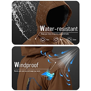 MAGCOMSEN Winter Coats For Men Jacket Ski Warm Snowboard Tactical Jackets Work Snow Waterproof Brown X-Large