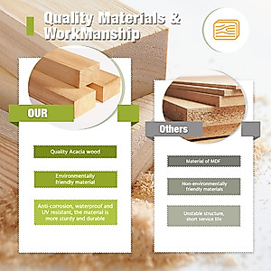 Greesum Outdoor Rocking Chairs Set of 2, Acacia High Back Oversized All-Weather Lounge Rocker with 320 lbs of Support for Patio, Garden, Deck, Porch, Brown