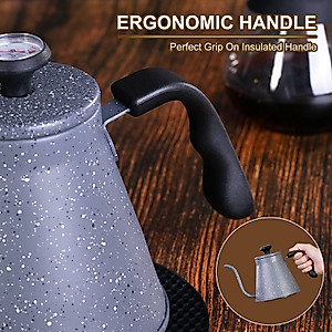 KOTEFFR Gooseneck Kettle for All Stovetops - 40oz/1.2L Coffee Kettle with Optimal Spout and Built-In Thermometer Pour Over Kettle with Premium Food Grade Stainless Steel for Health Protection