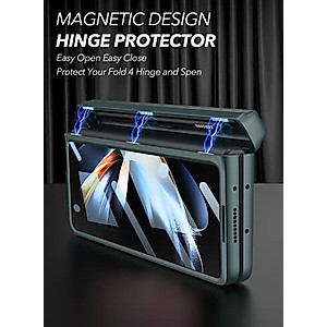 ELEPIK Armor PRO Series Case for Galaxy Z Fold 4 with Built-in Tempered Glass Screen Protector, Closed S Pen Holder [Avoid S Pen Lost], Hinge Protector, Kickstand, Wireless Charging (Black)