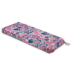 Vera Bradley by Classic Accessories Water-Resistant Patio Bench Cushion, 54 x 18 x 3 Inch, Rain Forest Canopy Coral, Patio Furniture Cushions