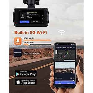 Yeecore 4K Dual Dash Cam 5G WiFi GPS, Real 4K+HDR 1080P Dash Cam Front and Rear, 3" LCD Super Night Vision, Parking Mode, Dash Camera for Cars with App, G-Sensor, Accident Record, Support 512GB Max