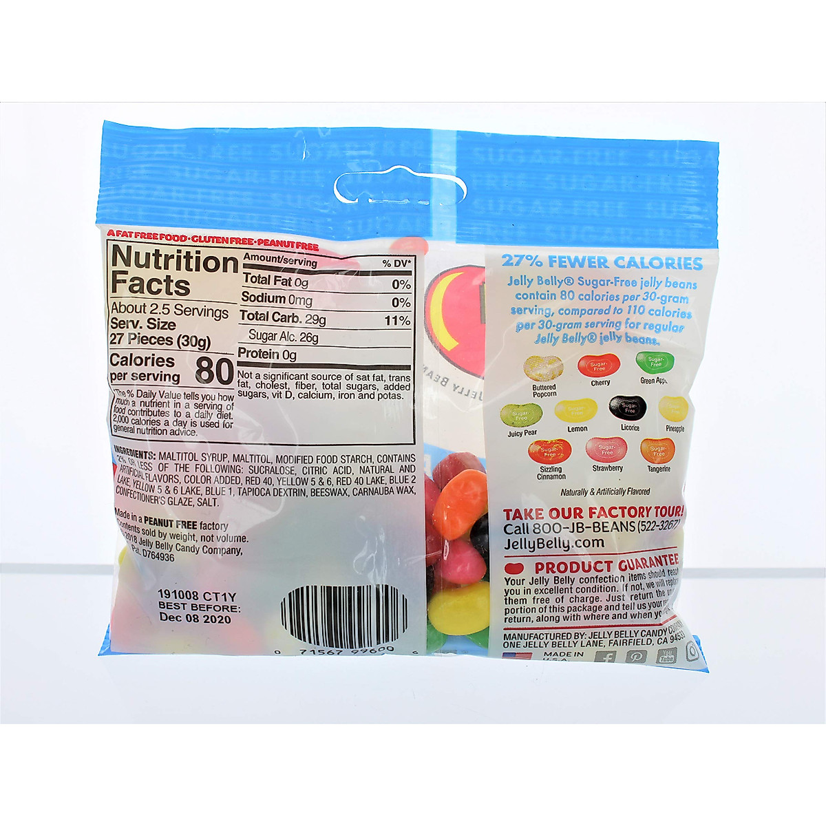Jelly Belly Sugar Free Assorted Flavor Jelly Beans 2.8 oz Bag (3 Pack)