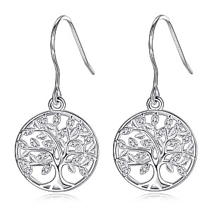 AEONSLOVE Tree of Life Earrings for Women, Family Tree Earrings, Sterling Silver Drop Dangle Earring for Women Mother Daughter Wife, Tree of Life Jewelry