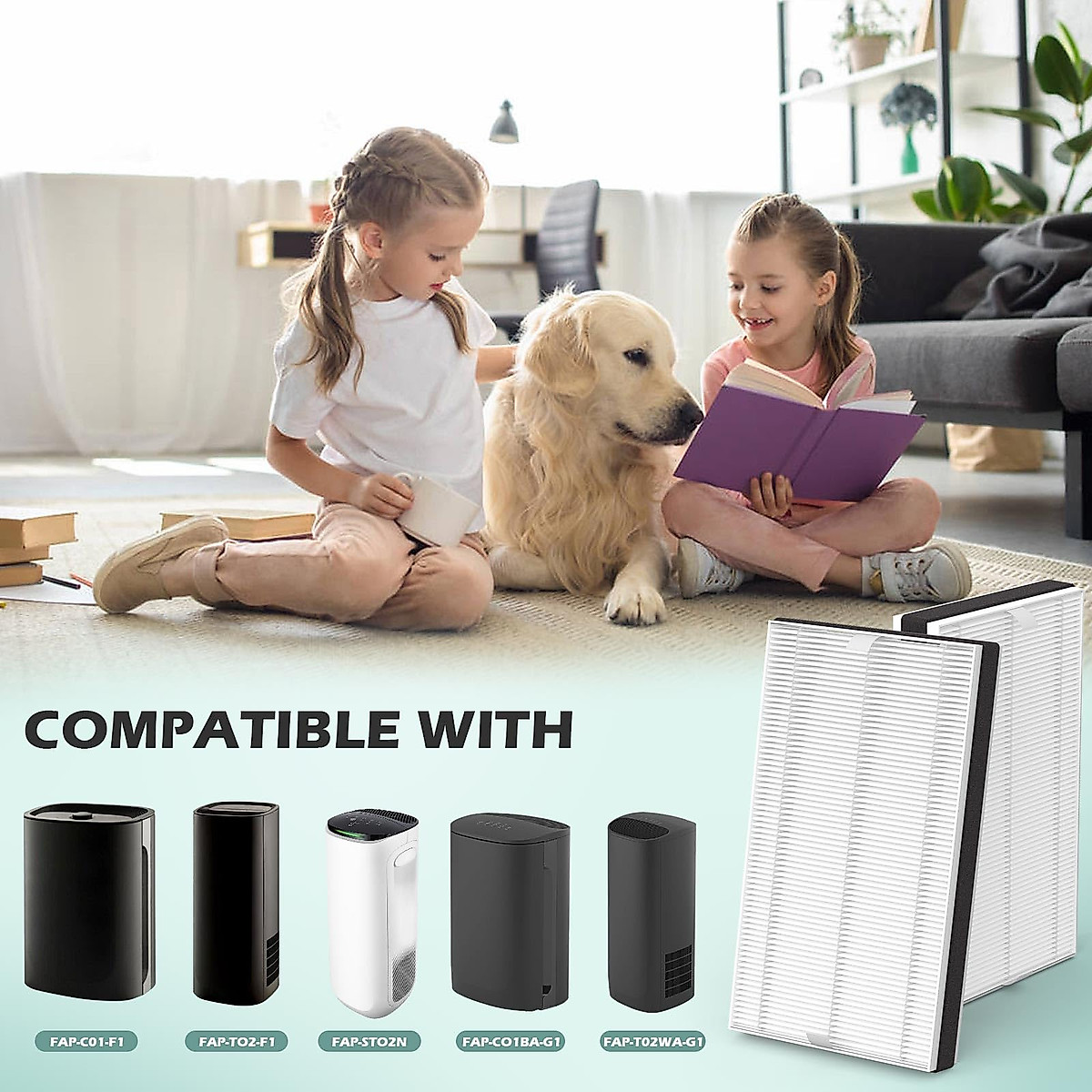 F1 Replacement Filter Compatible with Filtrete 3M C01 T02 Room Air Cleaner Purifer FAP-C01-F1,FAP-T02-F1, FAP-01BA-G1, FAP-T02WA-G1 ＆ FAP-ST02N, Part#FAPF-F1-2P, 2packs