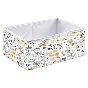Kigai Butterfly Flowers Storage Baskets, 16x11x7 in Collapsible Fabric Storage Bins Organizer Rectangular Storage Box for Shelves, Closets, Laundry, Nursery, Home Decor