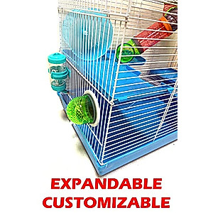 Large 3-Floors Expandable and Customizable Small Animal Critter Cage for Dwarf Syrian Hamster Habitat Rodent Gerbil Rat Mouse Mice