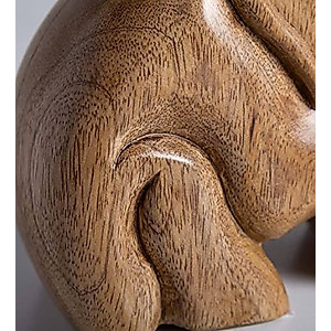 VivaTerra Hand-Carved Wooden Elephant Wine Bottle Display, 5"L x 4"W x 9"H, Elephant Wine Rack Carved in India from Mango Wood, Saluting Elephant Wine Holder