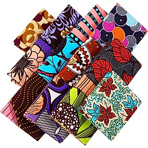12 Pcs African Print Fabric Fat Quarters Scraps African Fabric by Yard for Sewing Face Covering Make, Craft Projects and DIY Patch Work, 19.5 x 15.7 Inch/ 50 x 40 cm