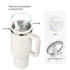 40 oz Tumbler Flip Straw Lid Replacement fit for Stanley Quencher, Spill Proof Tumbler Cover for Stanley Cup