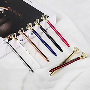 HH-STUDIO CUSTOM Rose Gold Diamond Ballpoint Pens with Big Colorful Diamond Bling Metal Ballpoint Pen Office Supplies Gift Pens For Christmas Wedding Birthday, ROSGOLD