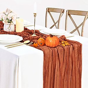 Fall Table Runner Terracotta Cheesecloth Table Runner 35x120in Cheese Cloths Table Runner 10ft Burnt Orange Gauze Table Runner for Thanksgiving Wedding Party Baby Shower Fall Decor