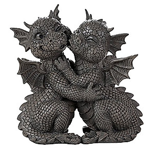 Pacific Giftware Garden Dragon Loving Couple Garden Display Decorative Accent Sculpture Stone Finish 10 Inch Tall