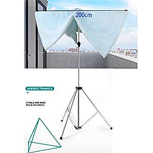 LXLTL Clothes Drying Racks Stainless Steel Clothes Airer Landing Folding Indoor and Outdoor Retractable Household Balcony Quilt Clothes Pole Can Bear 80kg,Without Storage Bag