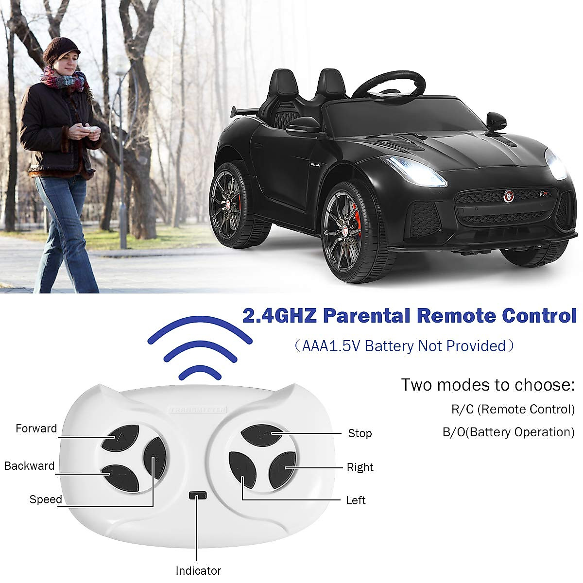 Costzon Ride on Car, Licensed BMW i8, 12V Battery Powered Electric Vehicle w/ 2 Motors, Remote Control, 3 Speeds, LED Lights, MP3, Horn, Music, Spring Suspension, Kids Car to Drive (Black)